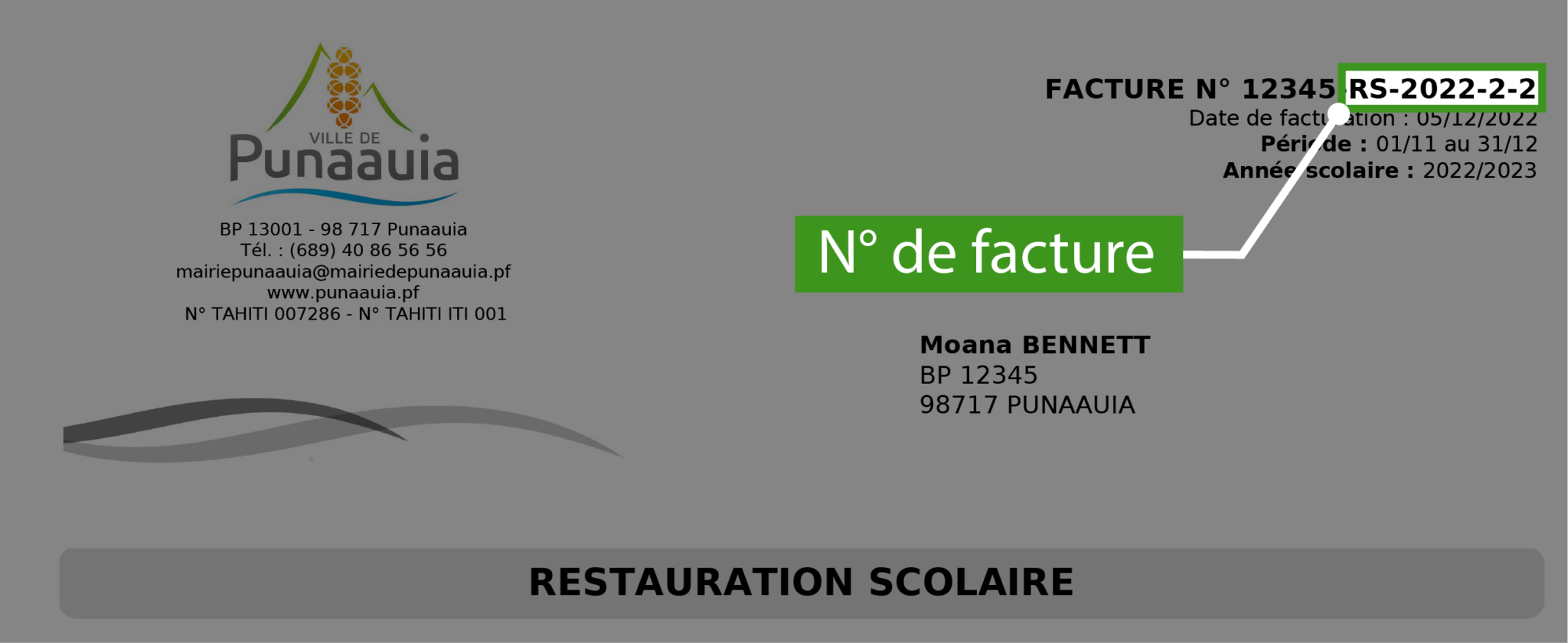 Payer sa facture – Mairie Punaauia